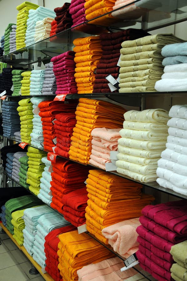 Stacked up bath towels stock photo. Image of public, colored - 5677138