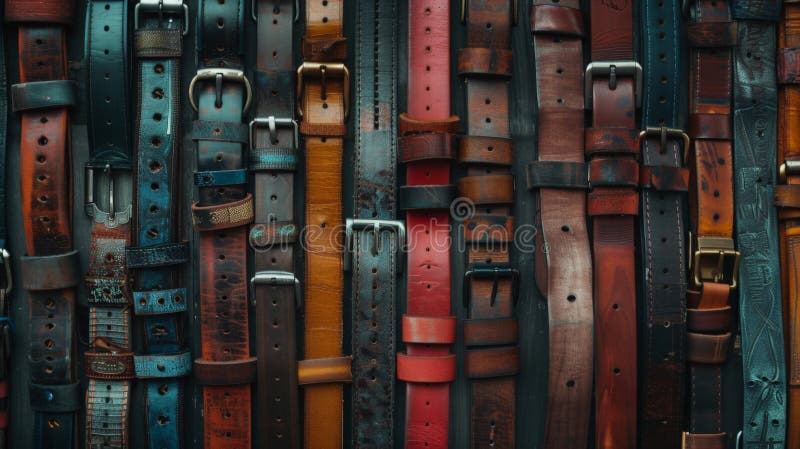 Stacked Variety of Belts Close-up Stock Image - Image of wardrobe ...