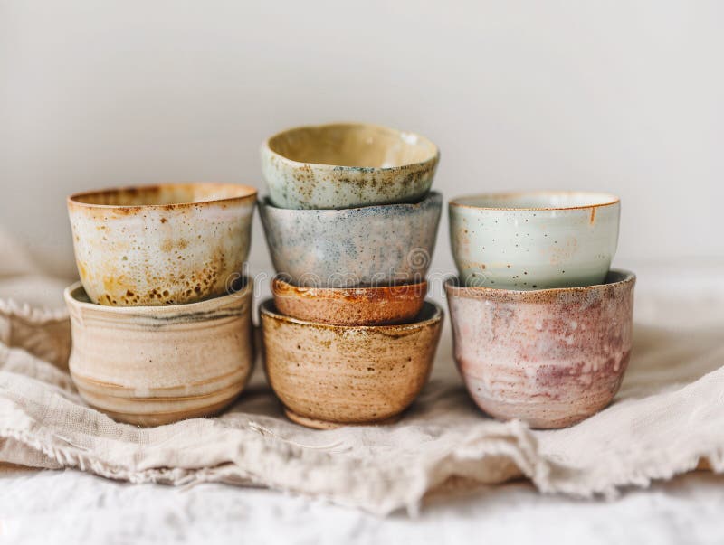 Stacked Variety Handmade Pottery Bowls Stock Photos - Free & Royalty ...