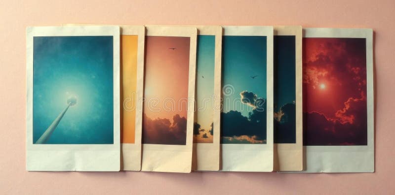 Stacked Vintage Modern Polaroid Frames, Isolated , Colorful, Stack ...