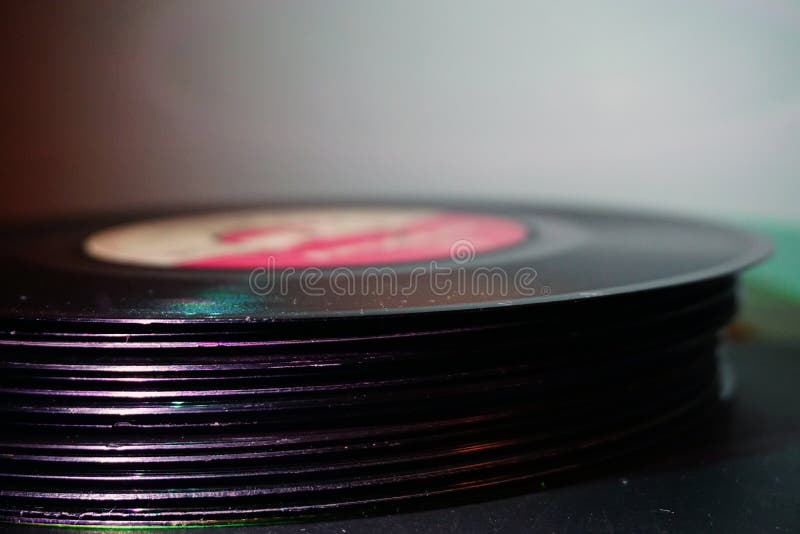 Stacked Vinyl Collection Close Up View Stock Image - Image of disc ...