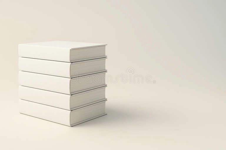 Stacked White Books on Cream Background: Minimalist Composition ...