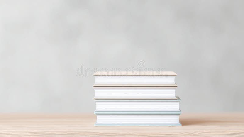 Stacked White Books on Wooden Table Stock Image - Image of pages ...