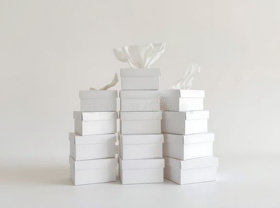 Stacked White Boxes with Tissues on Neutral Background Ai Generated ...