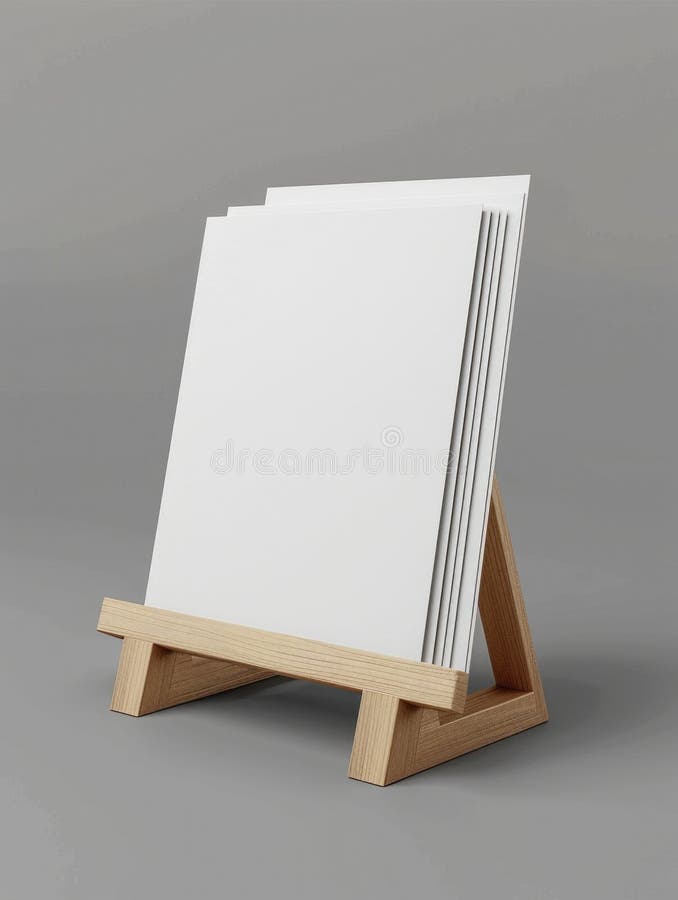 Stacked White Cards on a Wooden Easel, Perfect for Note-taking or ...