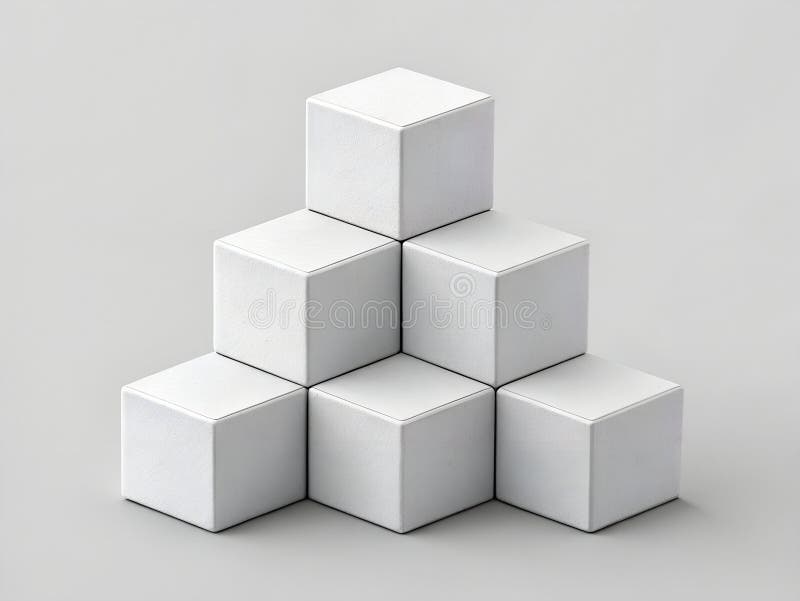 Stacked White Cubes Composition Creating a Geometric Pyramid ...