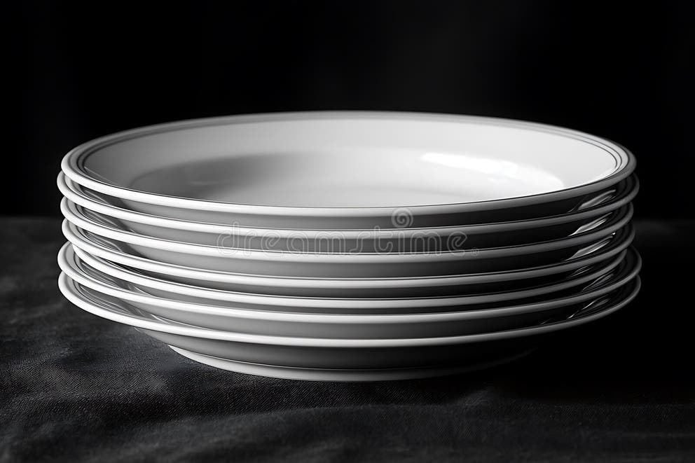 Stacked White Dinner Plates Ceramic Dishes for Fine Dining in Elegant ...