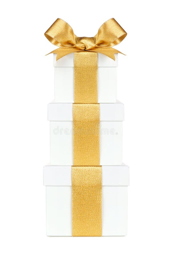 Stacked White and Red Christmas Gift Boxes Isolated Stock Image - Image ...