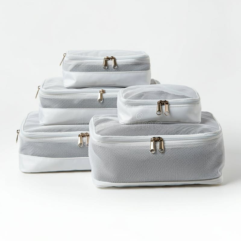Stacked White Mesh Storage Bags with Zippers in Varying Sizes. they ...