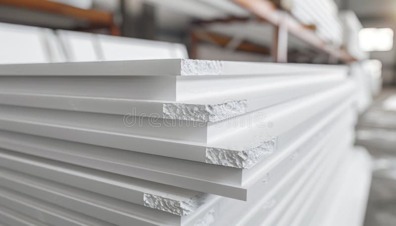 Stacked White Panels in a Workshop Ready for Construction Stock Image ...