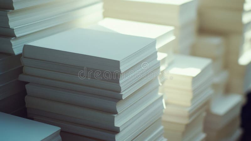 Stacked white papers stock photo. Image of papers, work - 374185266