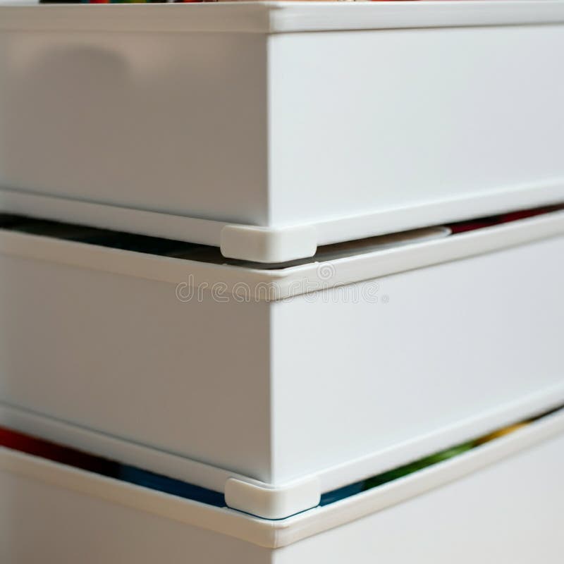Stacked White Plastic Storage Boxes with Rounded Corners. the Boxes ...