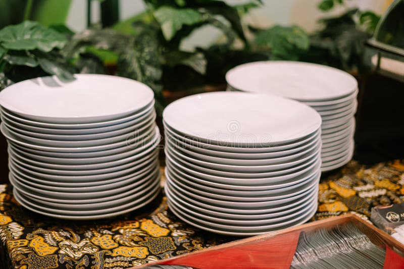 Stacked White Plates stock photo. Image of crockery - 356121442