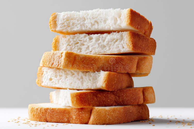Stacked White Sandwich Bread Slices on a Clean White Surface ...