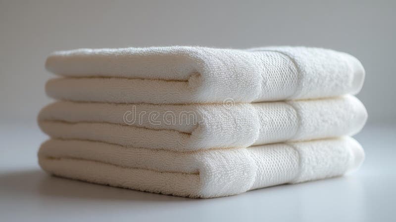 Stacked White Towels on a Clean Surface Stock Illustration ...