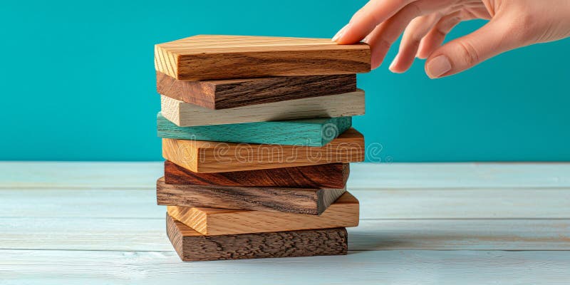 Stacked Wood Blocks Various Wood Types Craftsmanship Texture AI ...