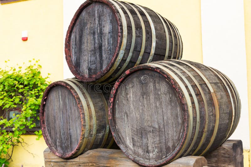 Stacked wooden barrels stock image. Image of wood, round - 40174255