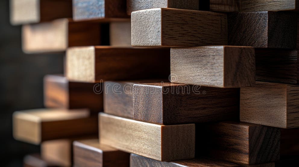 Stacked Wooden Blocks Close-up, Abstract Pattern. Texture and Interior ...