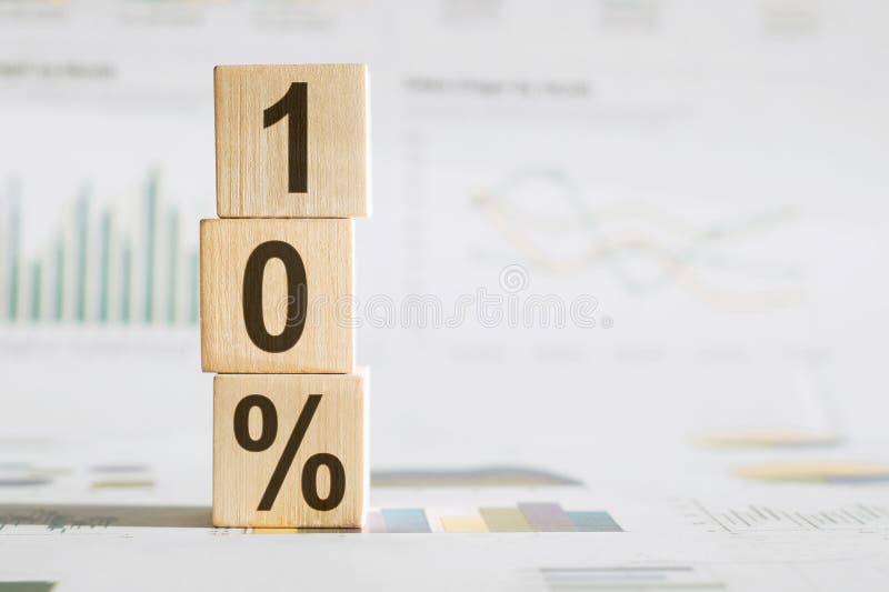 Stacked Wooden Blocks with 10 Percent Numbers Stock Photo - Image of ...
