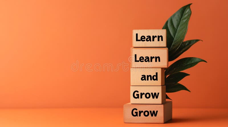 Learn Grow Wooden Blocks Personal Development Education Concept Stock ...