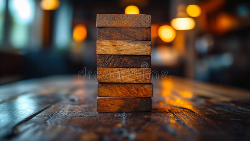 Stacked Wooden Blocks on a Table Stock Image - Image of contemporary ...