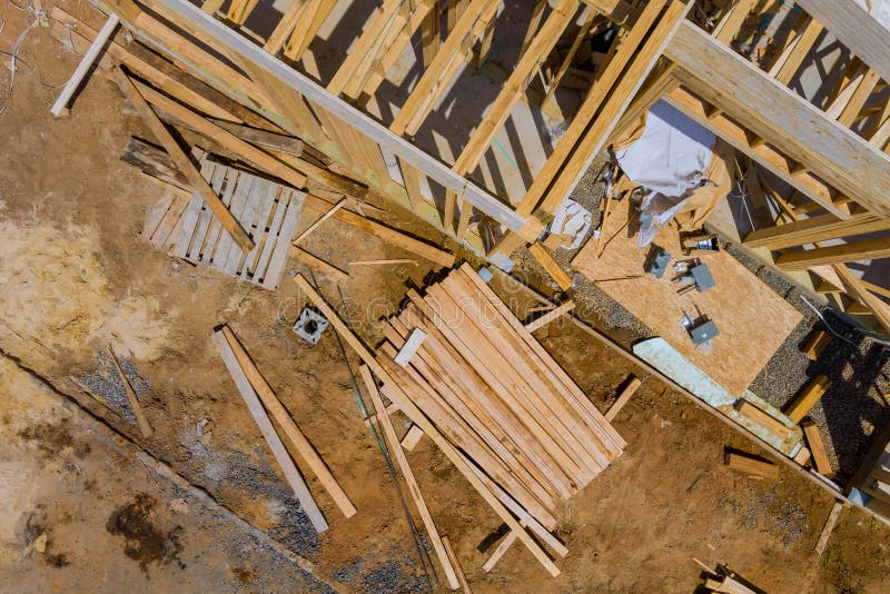 Stacked Wooden Building Materials a Stack of Boards Wood Frame and Beam ...