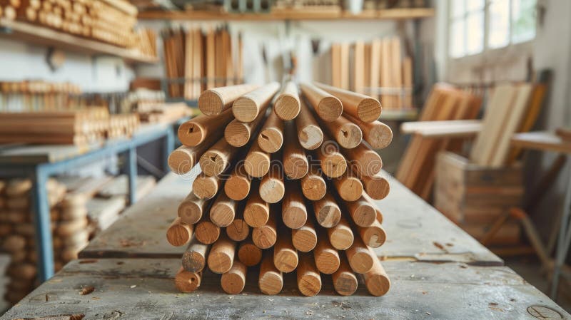 Stacked Wooden Planks in a Workshop Setting Stock Photo - Image of industry, material: 365430688