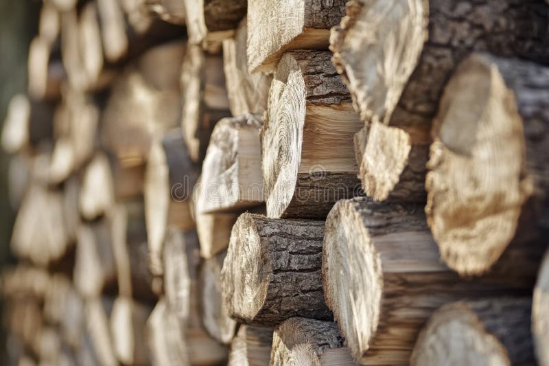 Stacked Wooden Logs Creating a Rustic and Natural Backdrop in a Warm ...