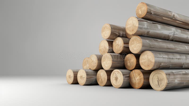 Stacked Wooden Logs on a Neutral Background for Minimalist Design Stock ...