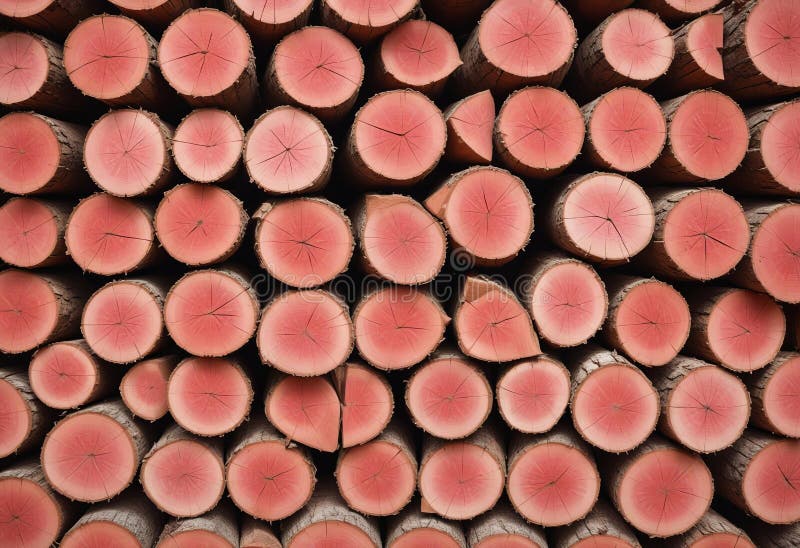 Stacked Wooden Logs on a Pink Background Stock Illustration ...