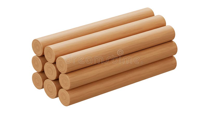 Stacked Wooden Logs: a Simple, Clean 3D Render Stock Illustration ...