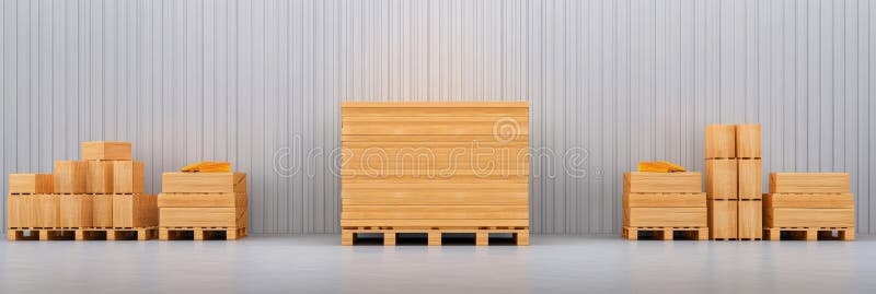 Stacked Wooden Pallets Warehouse Storage Efficient Warehouse ...