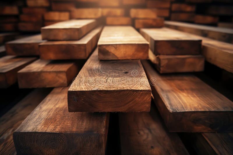 Stacked Wooden Planks with Rich Texture in Bokeh Light. Stock Photo ...