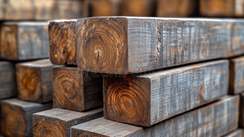 Stacked Wooden Planks with Visible Grain and Texture. Stock Image ...