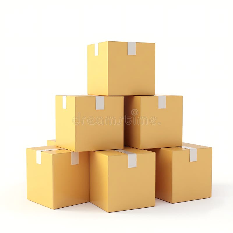 Stacked Yellow Boxes Simple Design White Stock Illustration ...