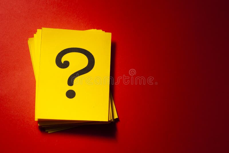 Stacked Yellow Cards with Printed Question Mark Stock Image - Image of ...