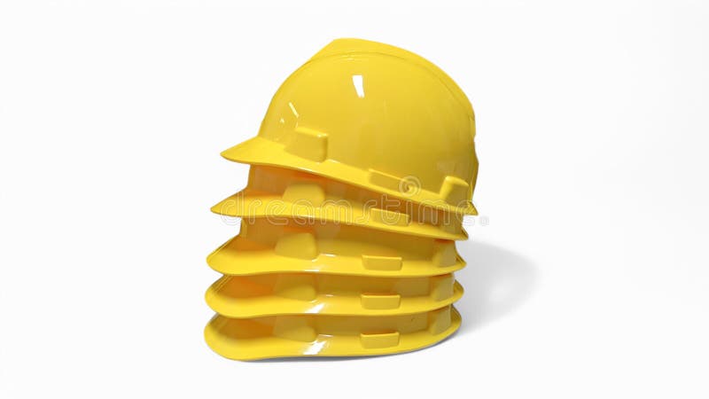 Stacked Yellow Safety Helmets for Industrial Protection Stock Image ...