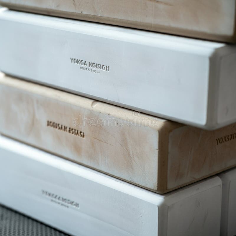 Stacked Yoga Blocks, Featuring Both Light Tan and White Colors with ...