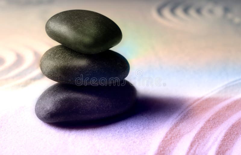 Stacked Zen Garden Stones on Sand with Pattern, Space for Text ...