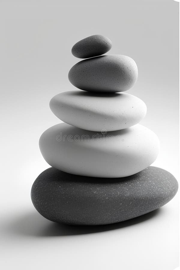 Stacked Zen Stones Isolated on White Background. 3d Illustration Stock ...