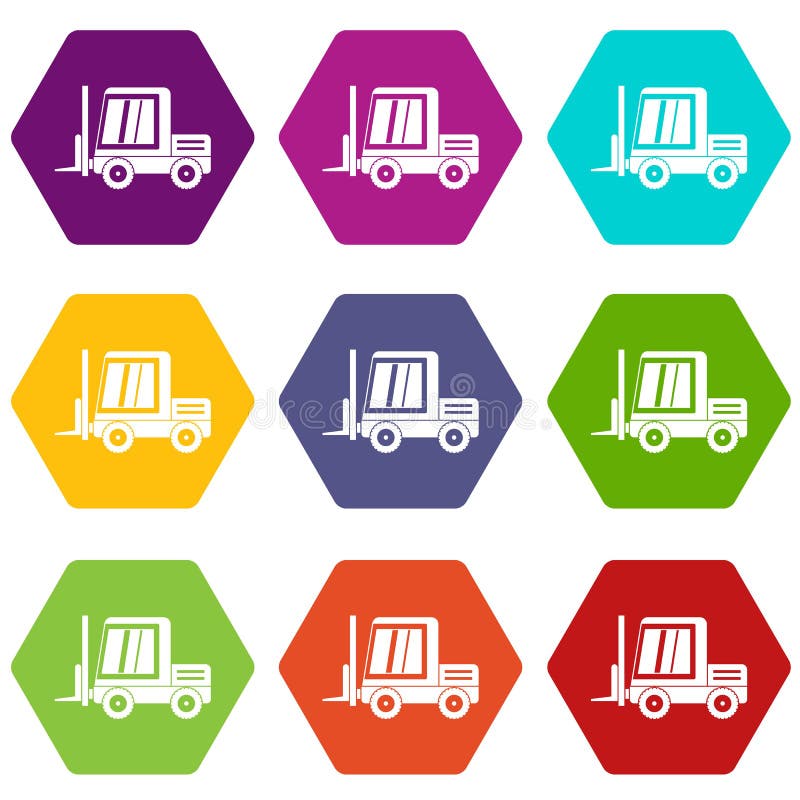 Stacker Loader Icon Set Color Hexahedron Stock Vector - Illustration of ...