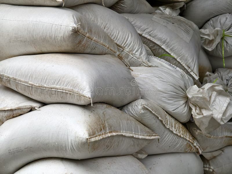 Stacking of Big White Bags in the Modern Warehouse Stock Image - Image ...