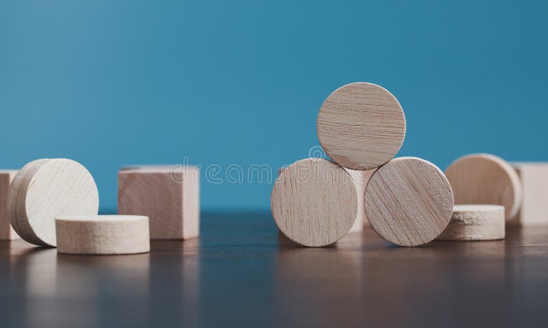 Stacking Blank Wooden Cubes on Blue Background with Copy Space for ...