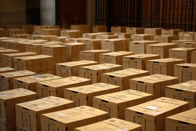 Stacking of Boxes or Urns Inside a Large Warehouse. Stock Illustration ...
