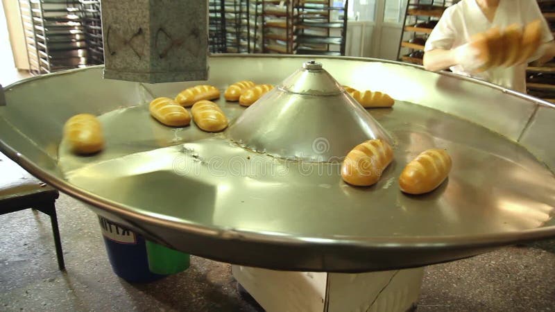 Unloading of Bread from the Conveyor. Stock Video - Video of harvest ...