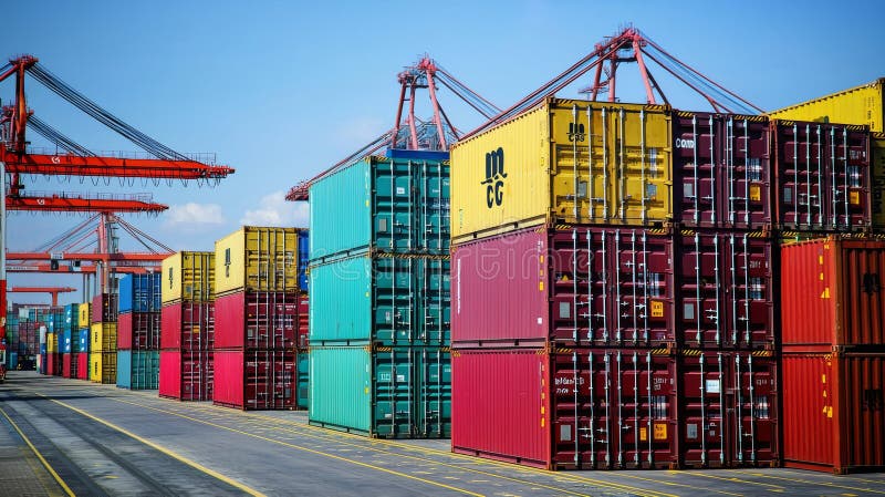 Stacking Cargo a Vivid Composition of Multicolored Shipping Containers ...