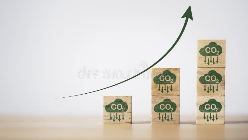 Stacking CO2 Reducing Icon with Up Arrow for Decrease CO2 , Carbon ...