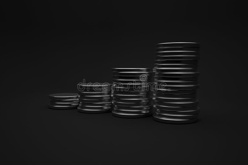 Stacking Coins with a Graph of Profit on White Background Studio Shot ...