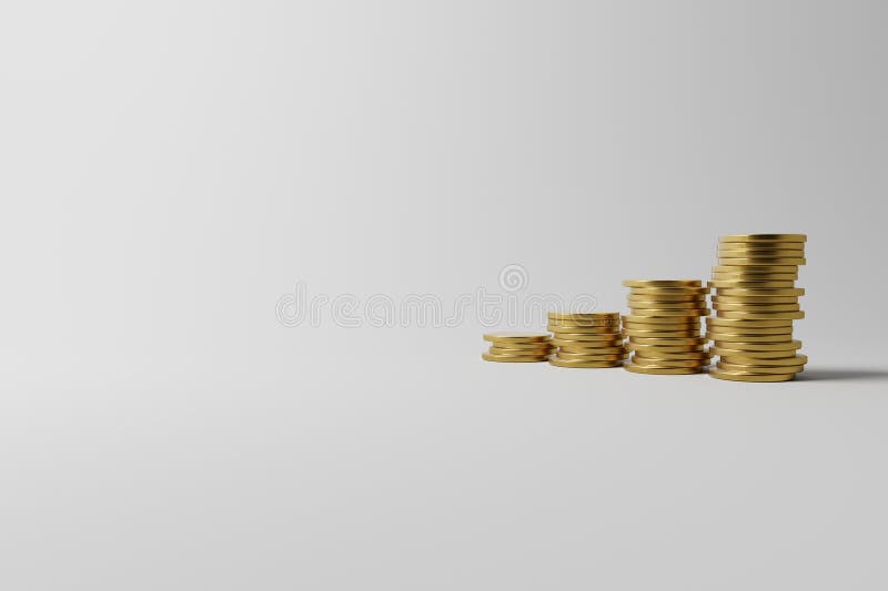 Stacking Coins with a Graph of Profit on White Background Studio Shot ...