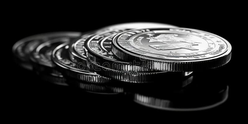 Stacking Coins Show on a Black Surface. Coin Collection Theme Stock ...